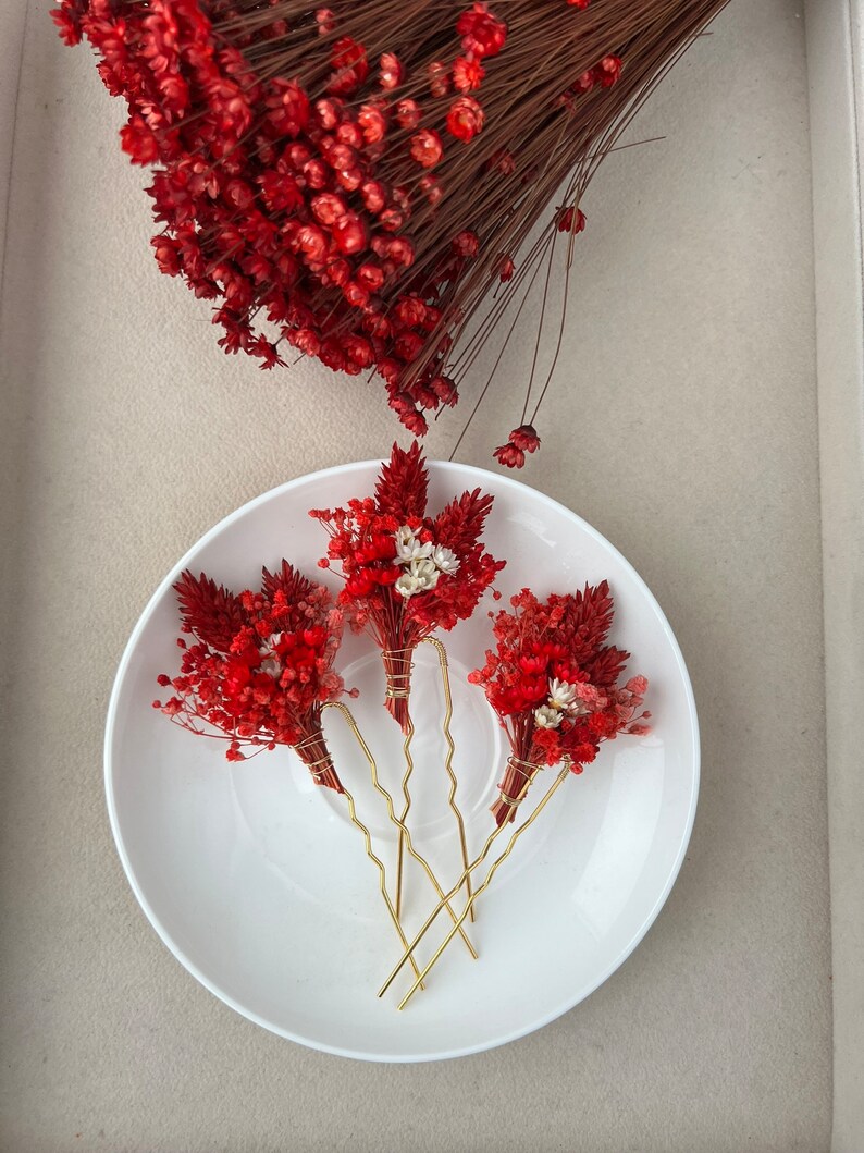Dried Flower Hair Pins for Fall Autumn Wedding Red Hair - Etsy