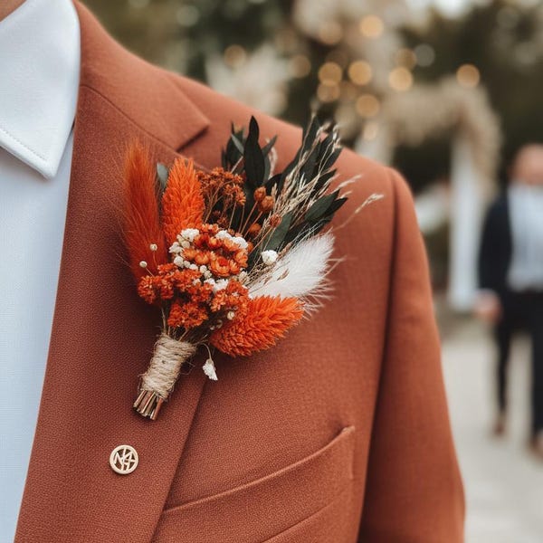 Burnt Orange Wedding Buttonholes - Etsy