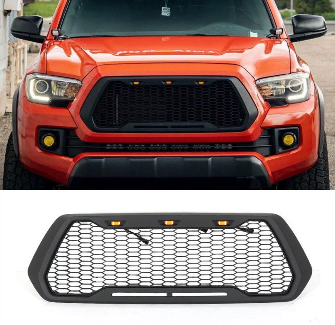 Toyota Tacoma Front Grille Black Honeycomb Hood Grill W/LED | Etsy