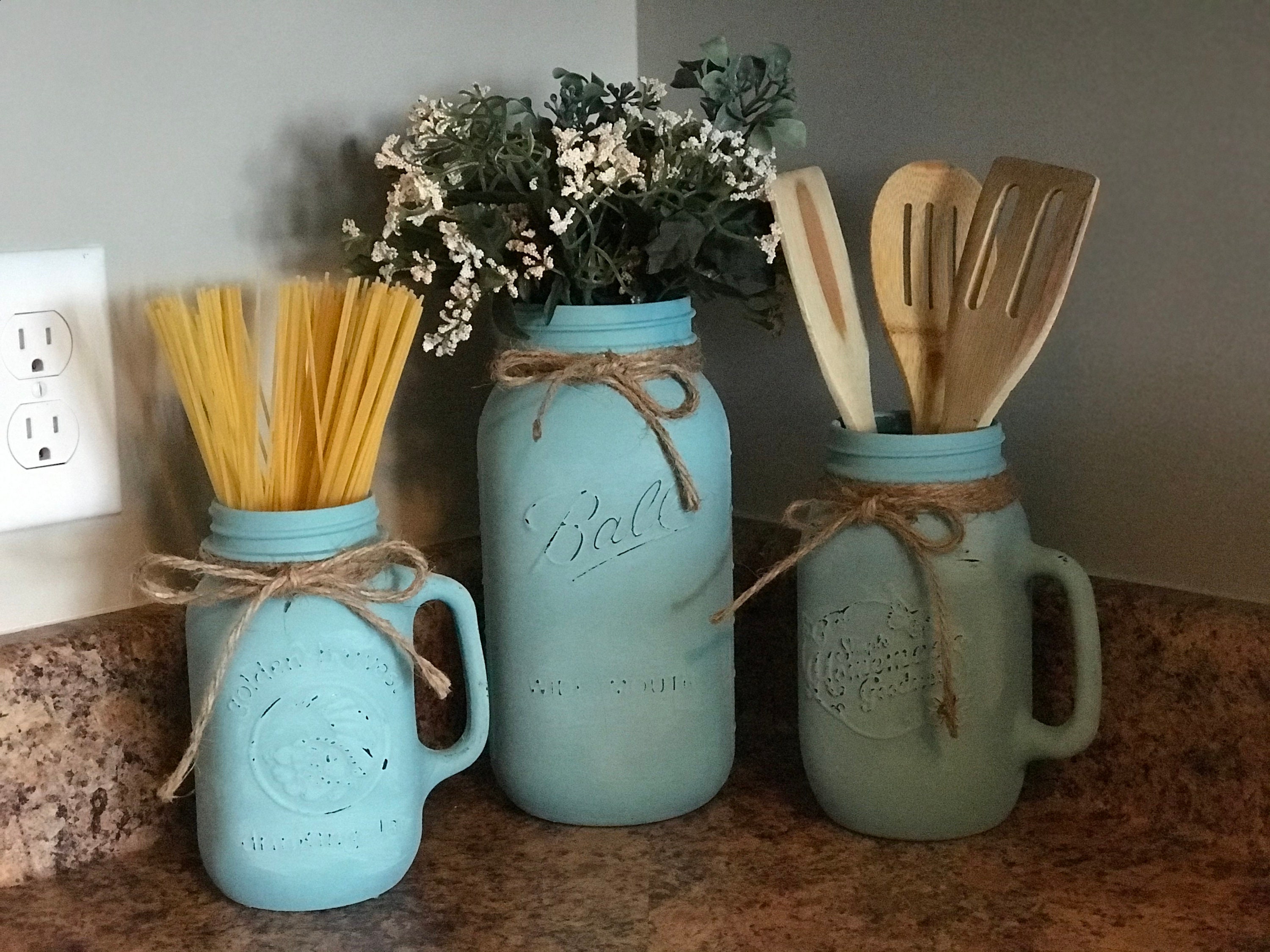 Hand Painted Kitchen Mason Jars - Etsy