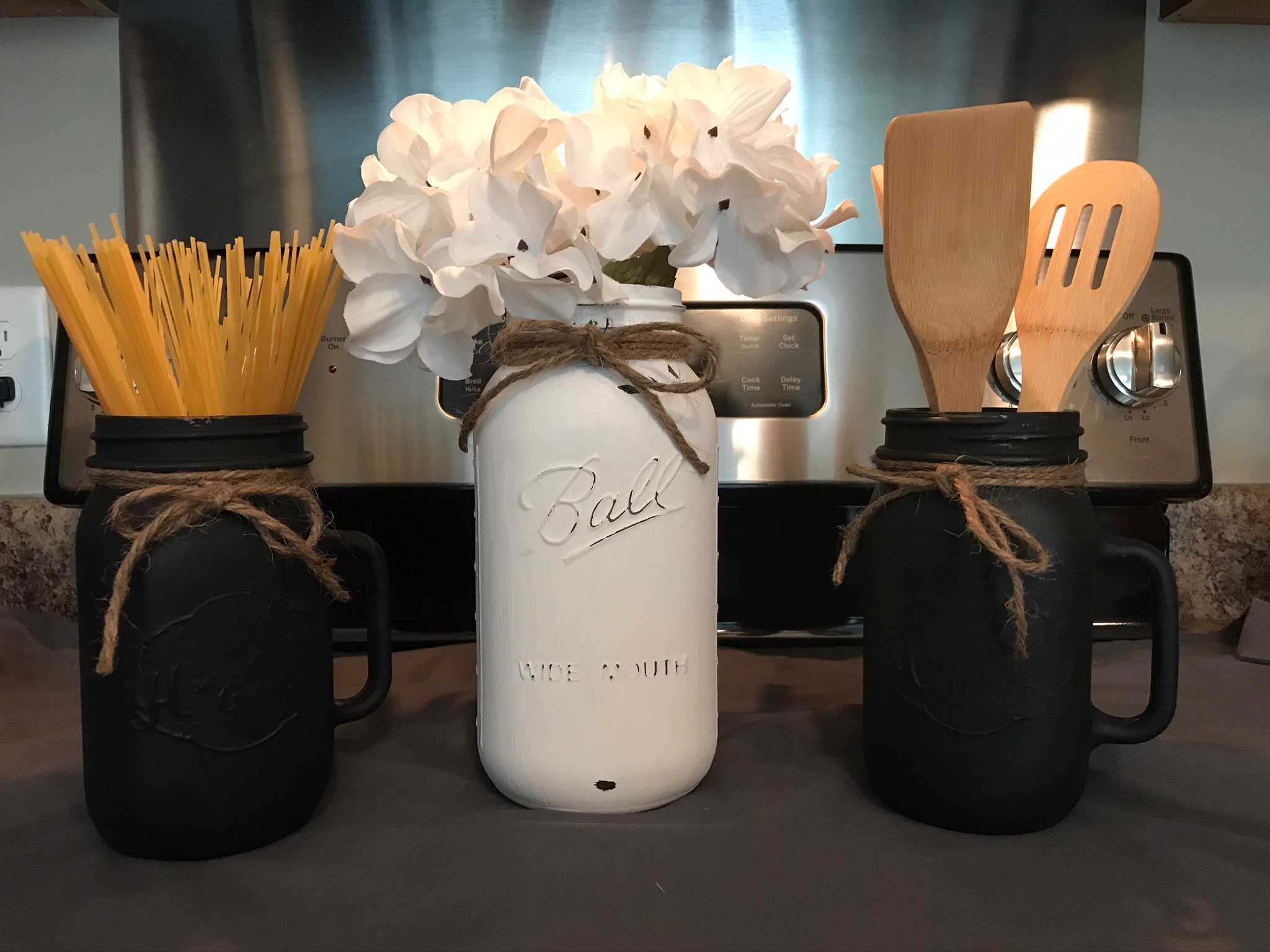 Hand Painted Kitchen Mason Jars - Etsy