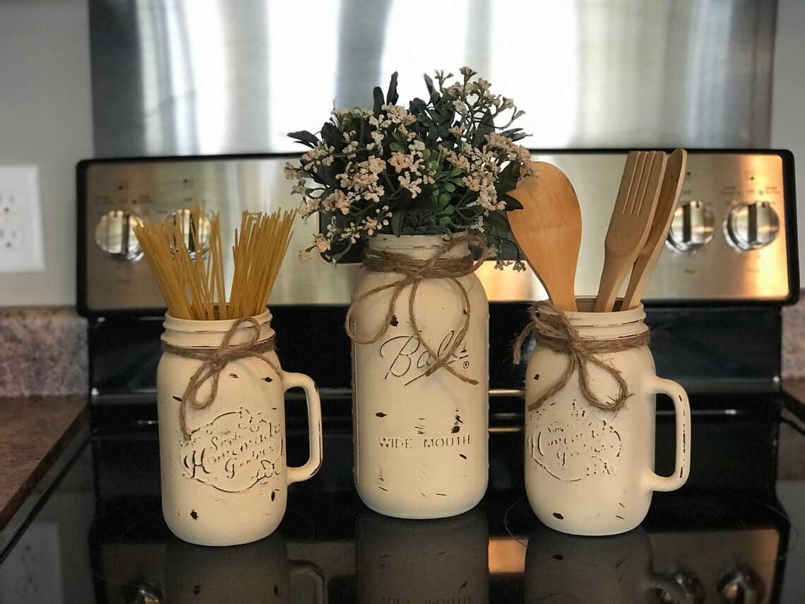 Hand Painted Kitchen Mason Jars - Etsy