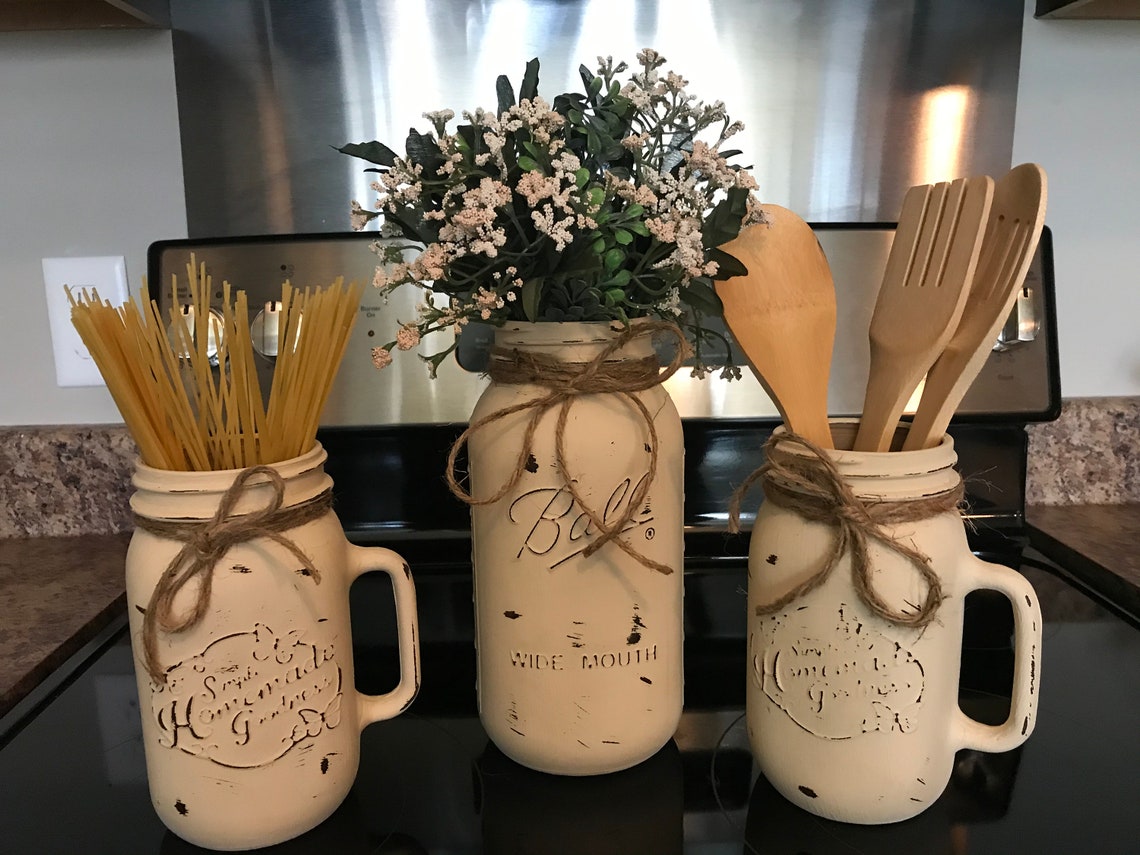 Hand Painted Kitchen Mason Jars - Etsy