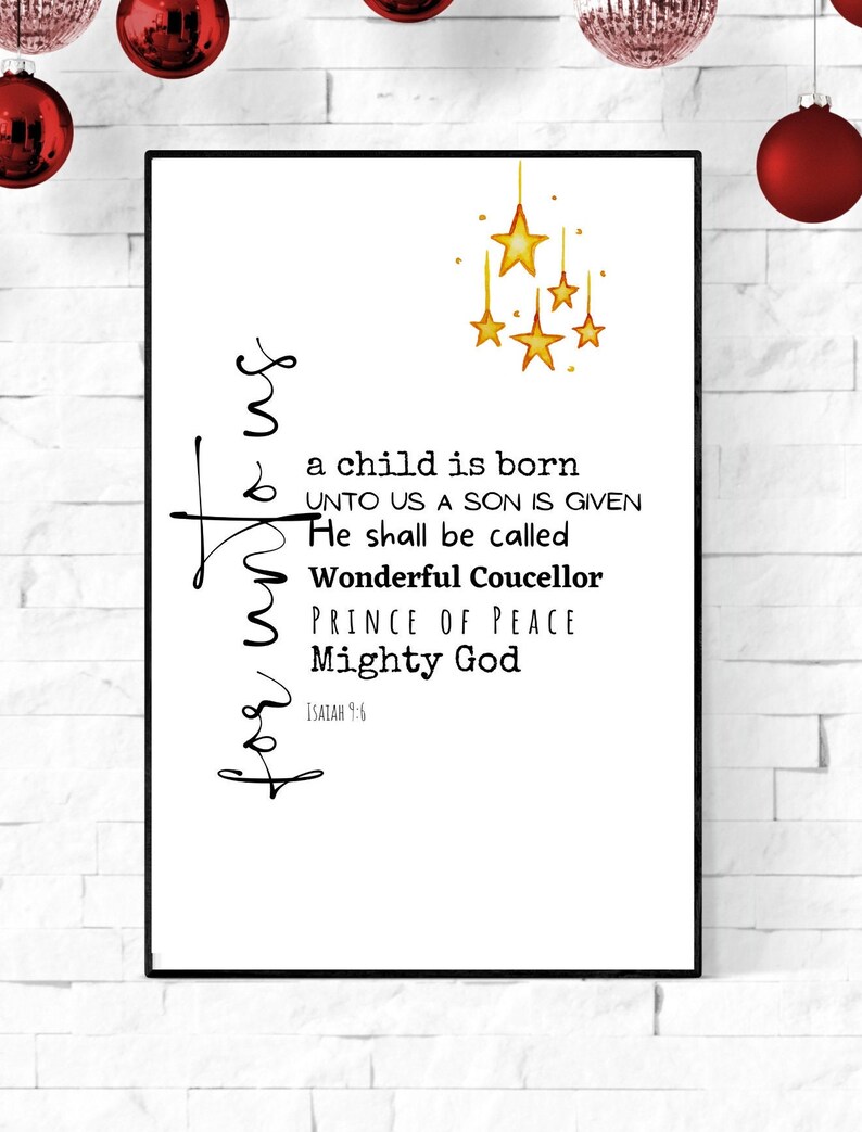 For Unto Us a Child is Born Christian Christmas Wall Art Isaiah 9:6 ...