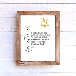 For Unto Us a Child is Born Christian Christmas Wall Art Isaiah 9:6 ...