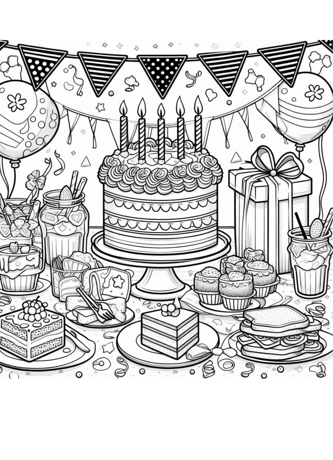The Birthday Party Colouring Pages 5 Colouring Pages for Kids Colouring ...