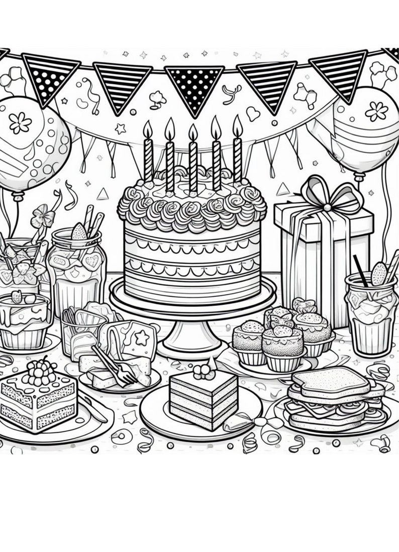 The Birthday Party Colouring Pages 5 Colouring Pages for Kids Colouring ...