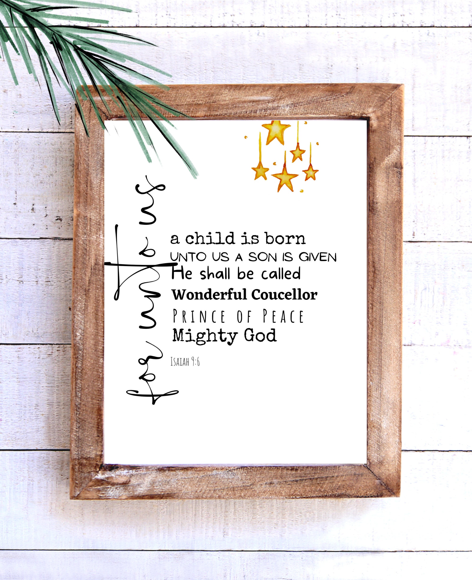 For Unto Us a Child is Born Christian Christmas Wall Art Isaiah 9:6 ...