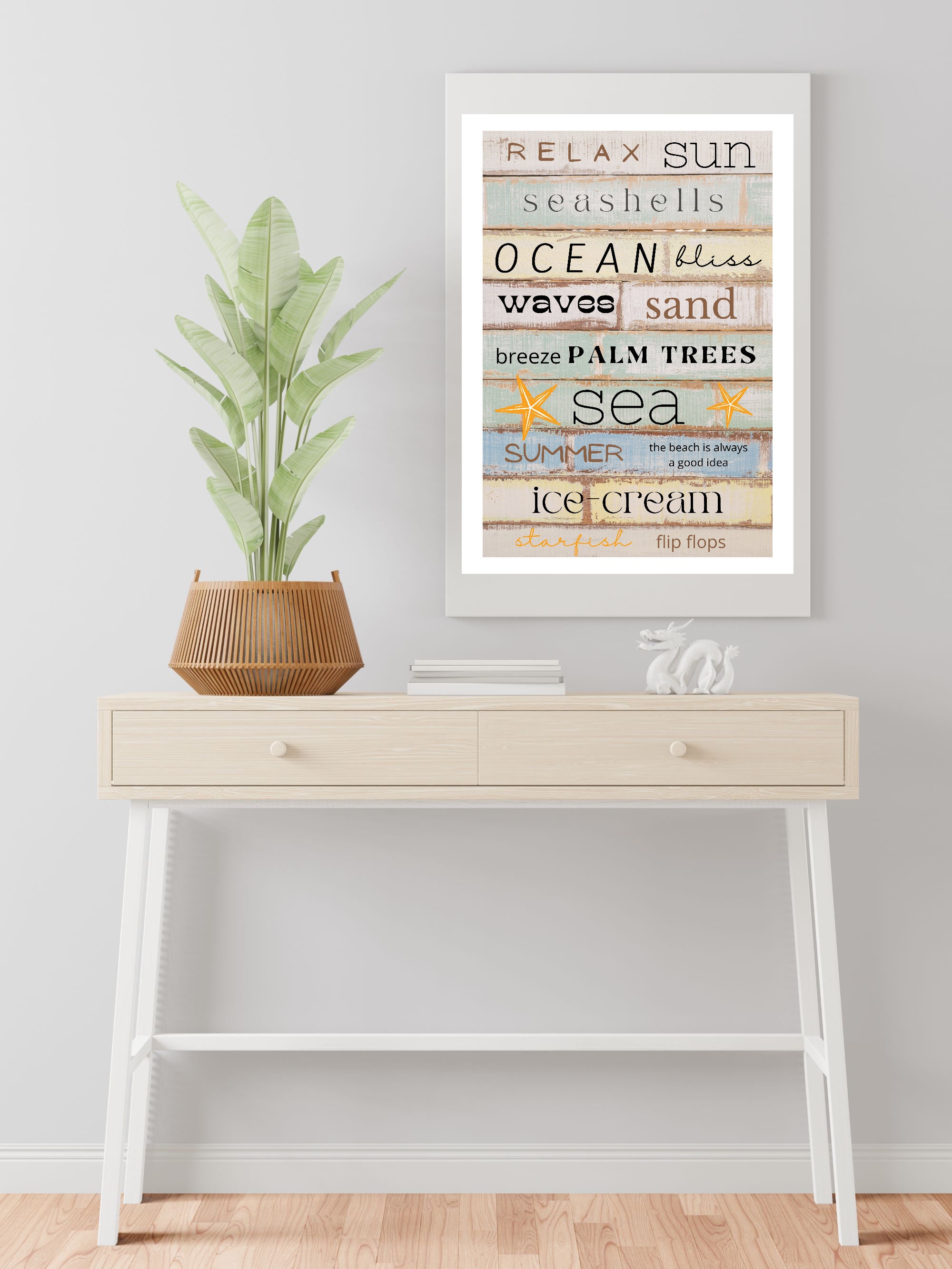 Ocean Beach Summer Typography Poster| Coastal and Tropical Wall Decor ...