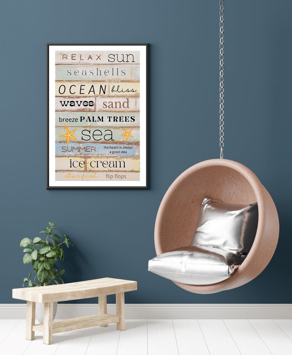 Ocean Beach Summer Typography Poster| Coastal and Tropical Wall Decor ...
