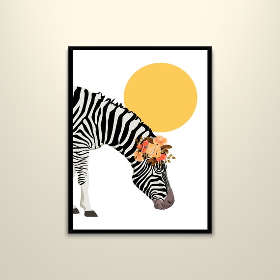 Zebra Art Print Printable Zebra Wall Art Cute Quirky Zebra | Etsy