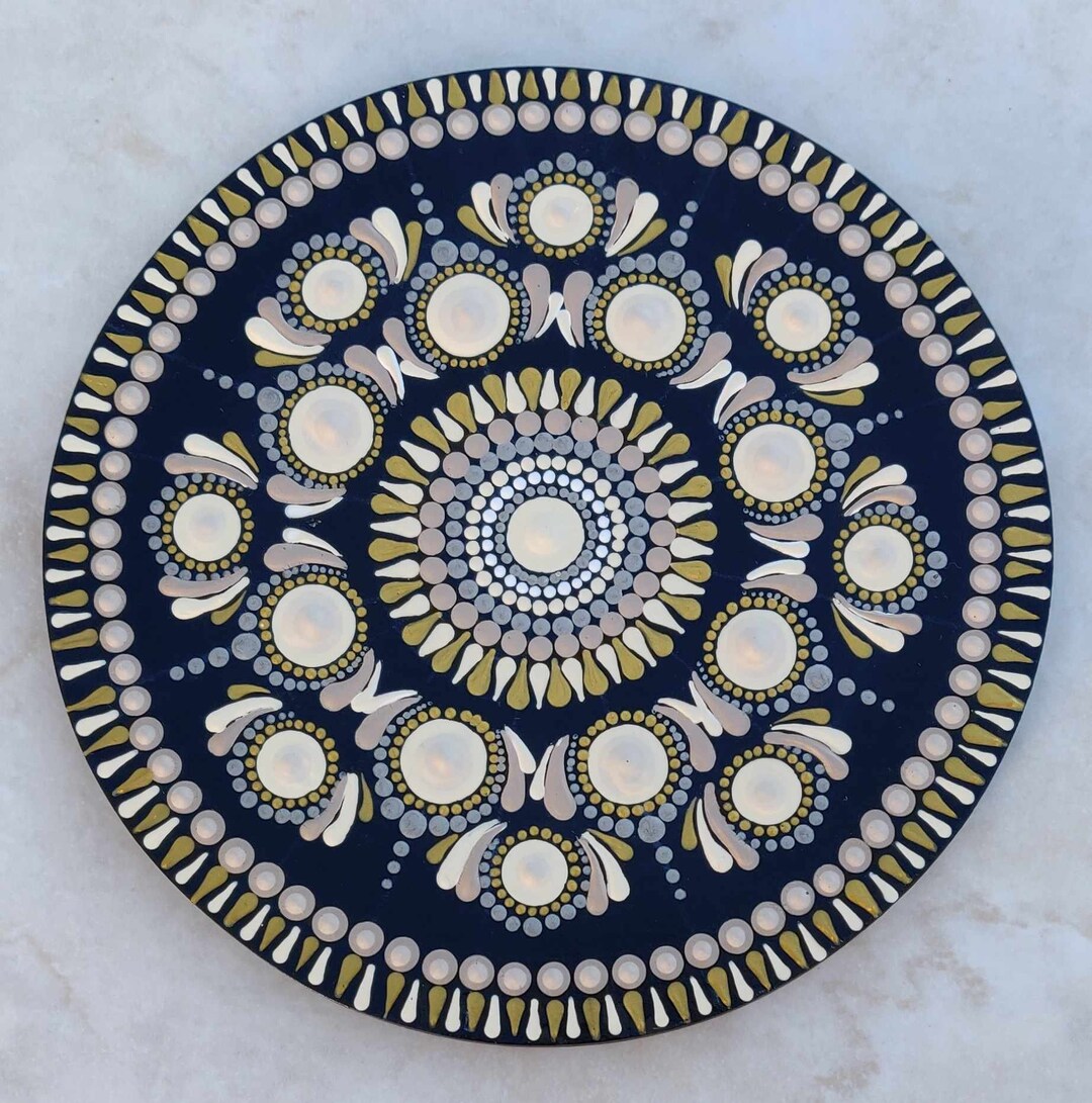Hand Painted Cream Beige Gold Mandala | Home Decor Accessory | Mandala ...