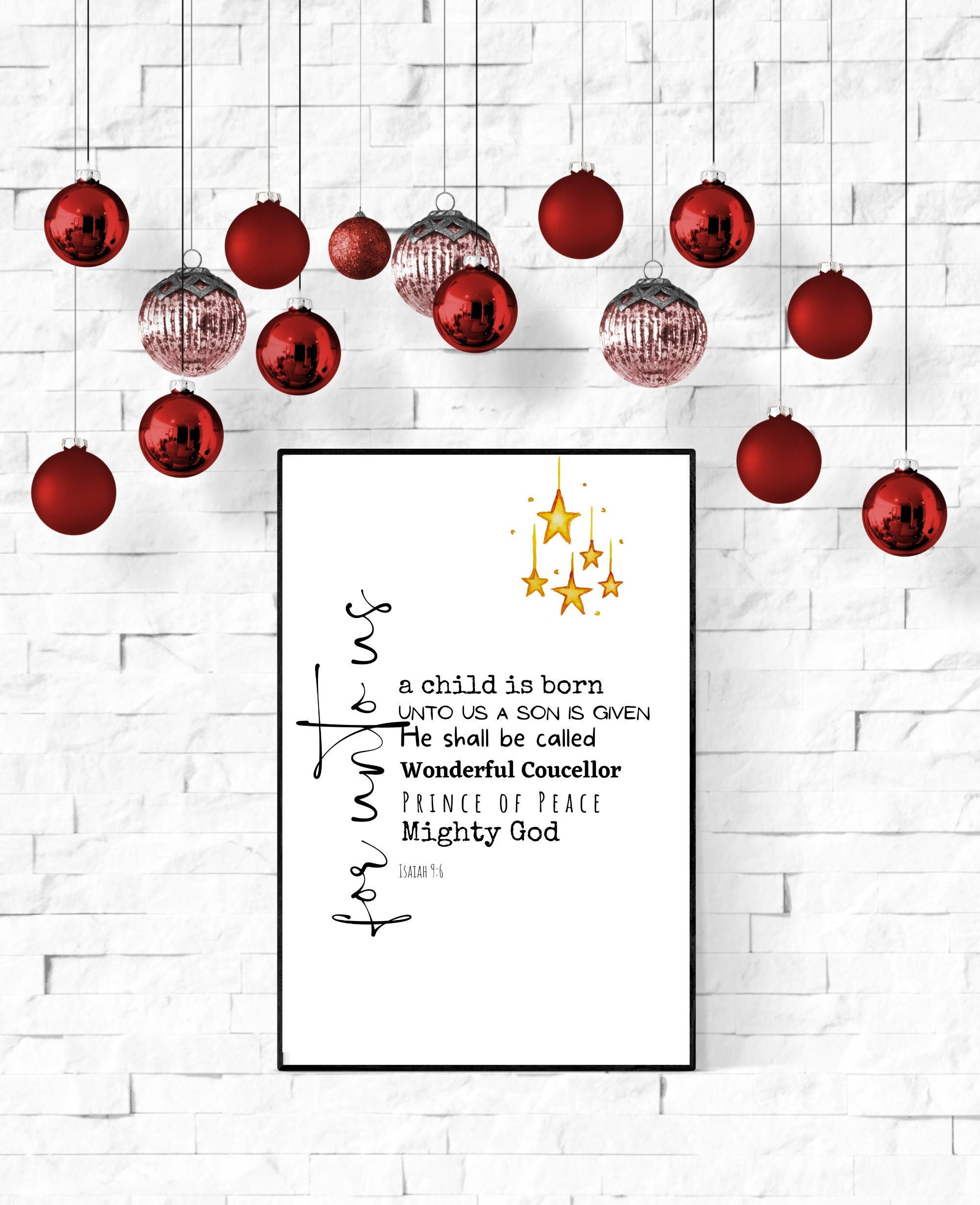 For Unto Us a Child is Born Christian Christmas Wall Art Isaiah 9:6 ...