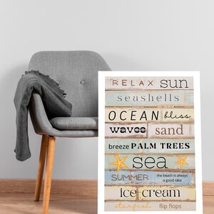 Ocean Beach Summer Typography Poster| Coastal and Tropical Wall Decor ...