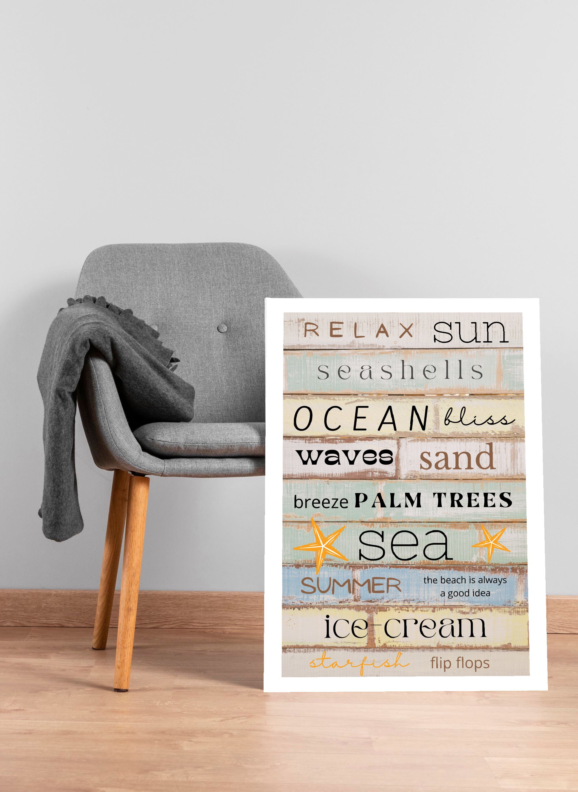 Ocean Beach Summer Typography Poster| Coastal and Tropical Wall Decor ...
