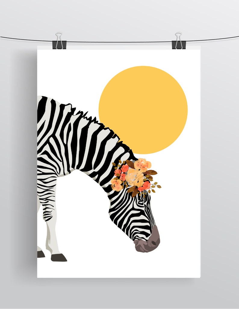 Zebra Art Print | Printable Zebra Wall Art | Cute Quirky Zebra Wall ...