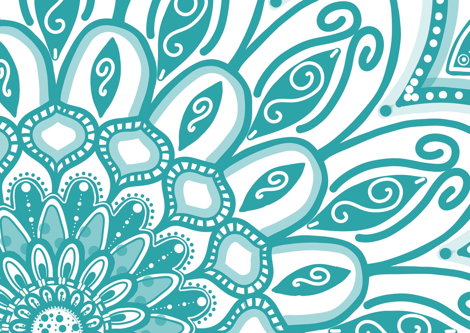 Half Teal Mandala, Aqua Mandala Wall Art, Turquoise Abstract Wall Art ...