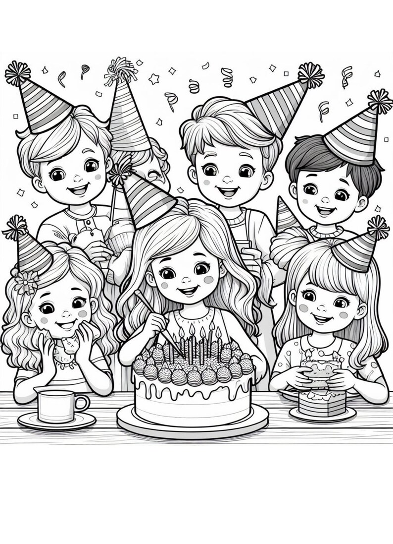 The Birthday Party Colouring Pages 5 Colouring Pages for Kids Colouring ...