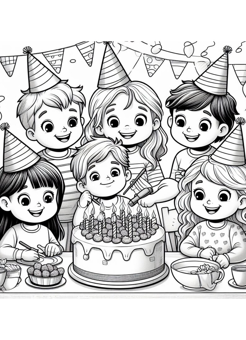The Birthday Party Colouring Pages 5 Colouring Pages for Kids Colouring ...