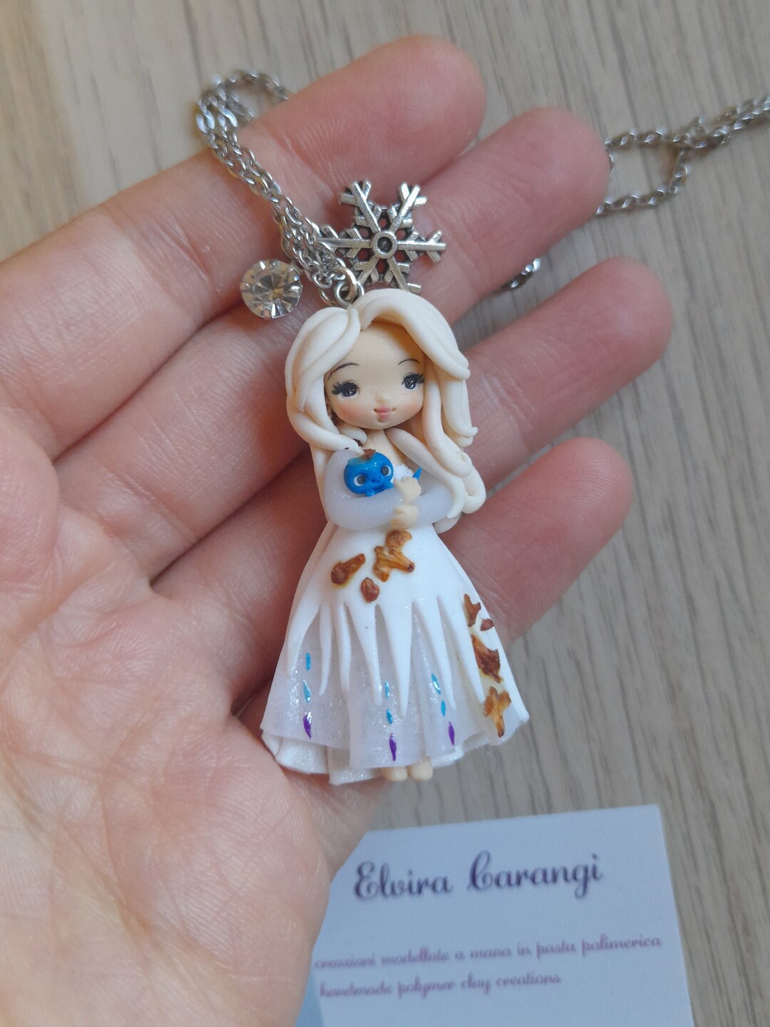 Necklace Necklace Princess Elsa Charm Doll Polymer Clay Fimo Alice ...
