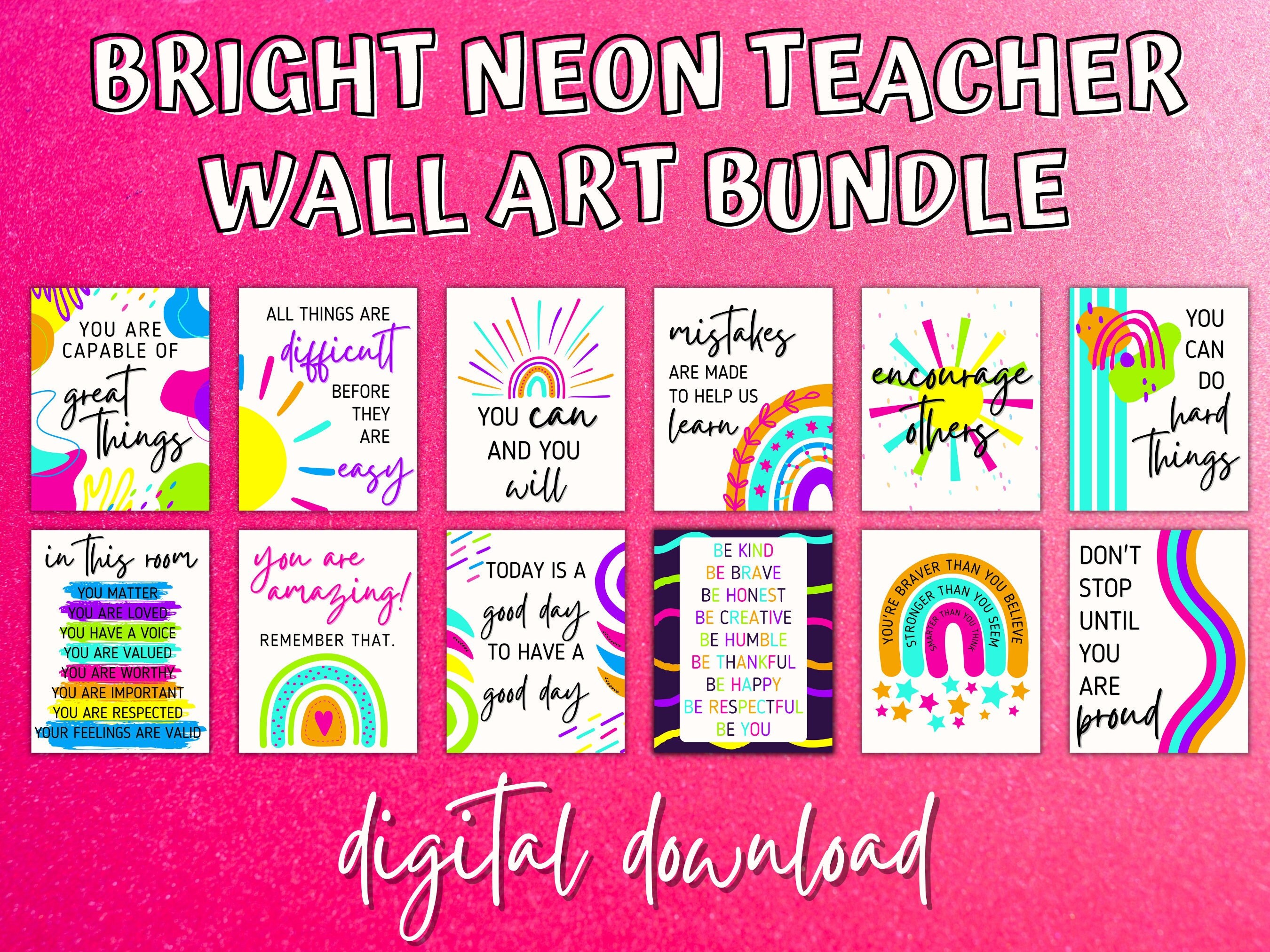 Growth Mindset Posters | Inspirational Teacher Wall Art | Digital ...