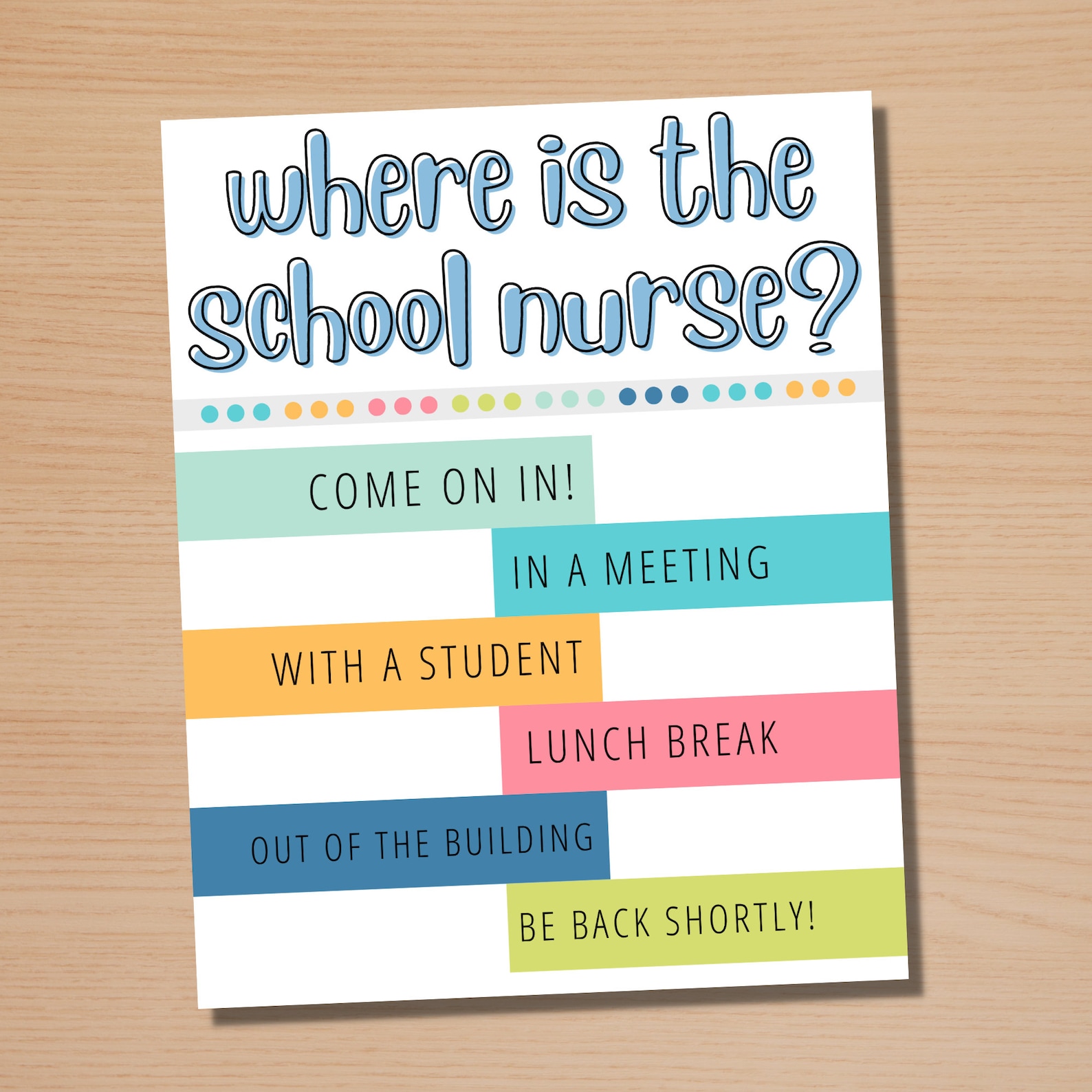 Where is the School Nurse Sign | School Nurse Printable | Editable ...
