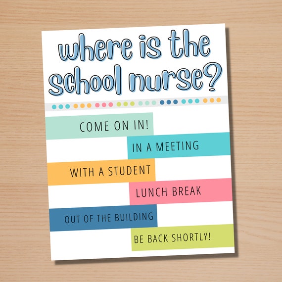 Where is the School Nurse Sign School Nurse Printable - Etsy