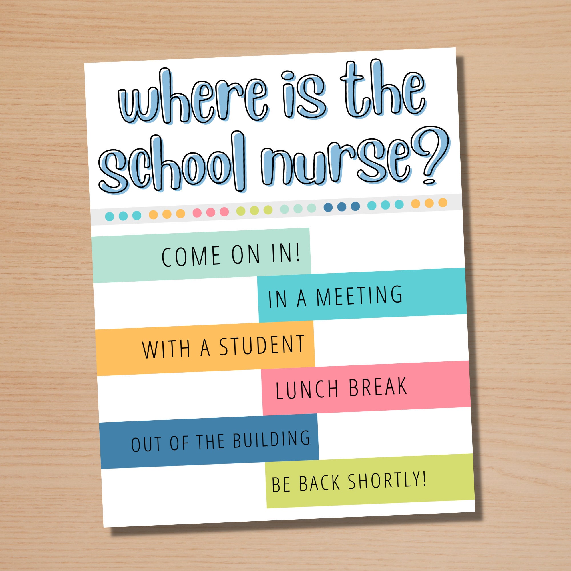 Where is the School Nurse Sign | School Nurse Printable | Editable ...