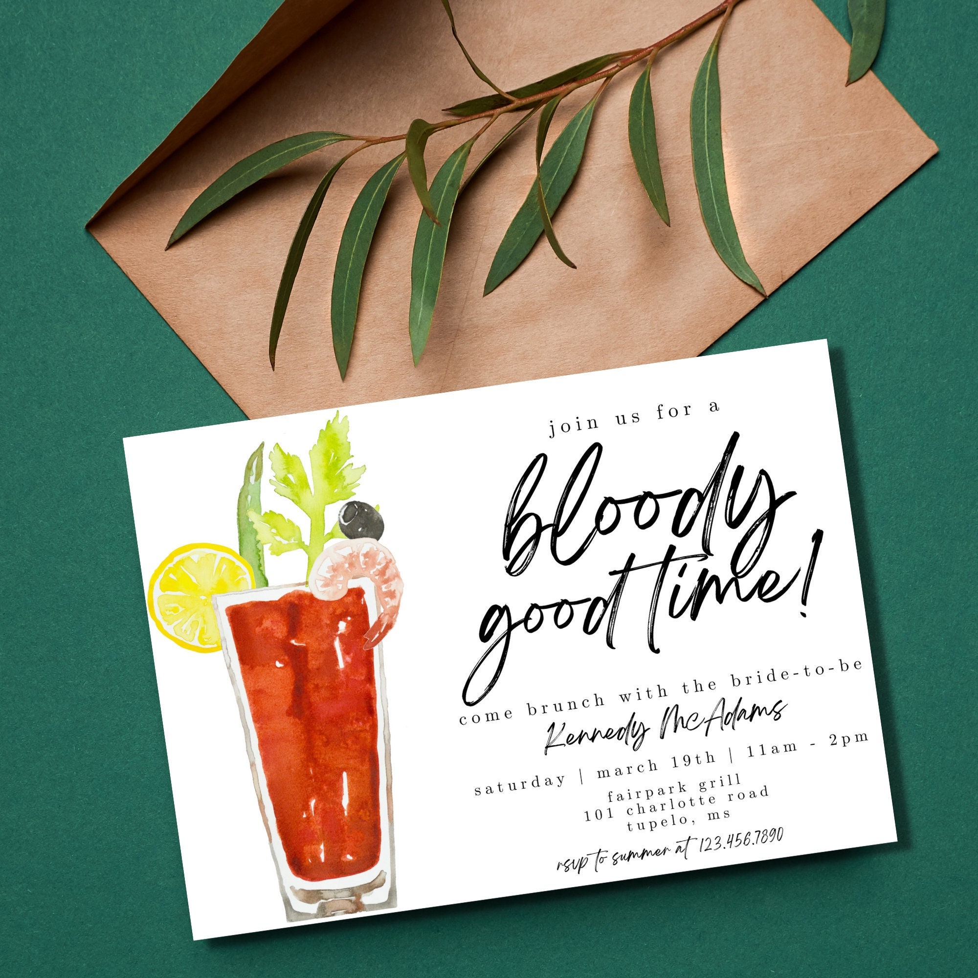 Bloody Mary Invitation | Bloody Mary Bar | Bloody Mary Shower | Bridal ...