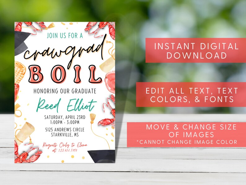 Crawfish Boil Invitation | Crawfish Graduation Party Invite | Seafood ...