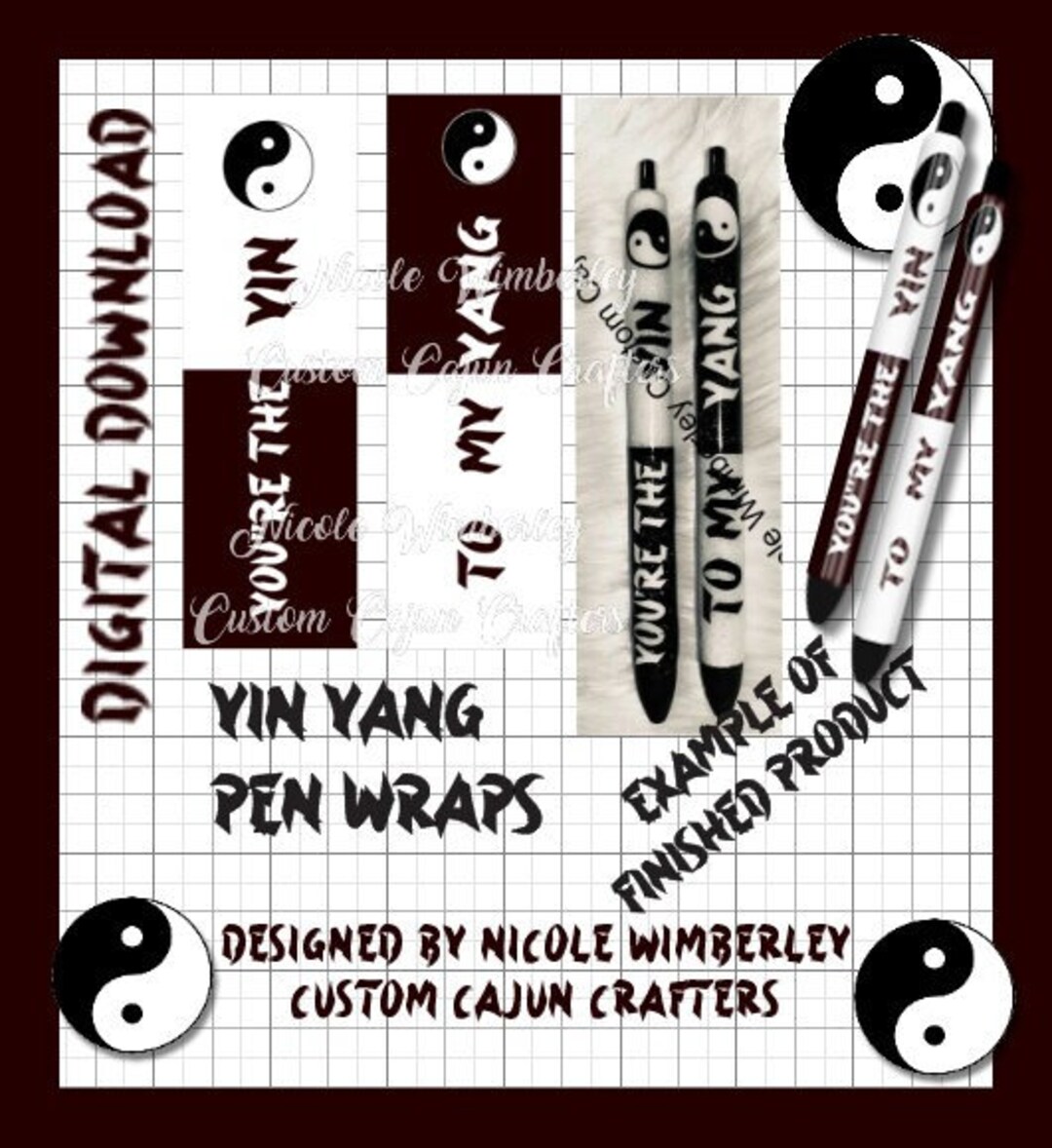 Yin Yang Pen Wraps Digital File - Etsy