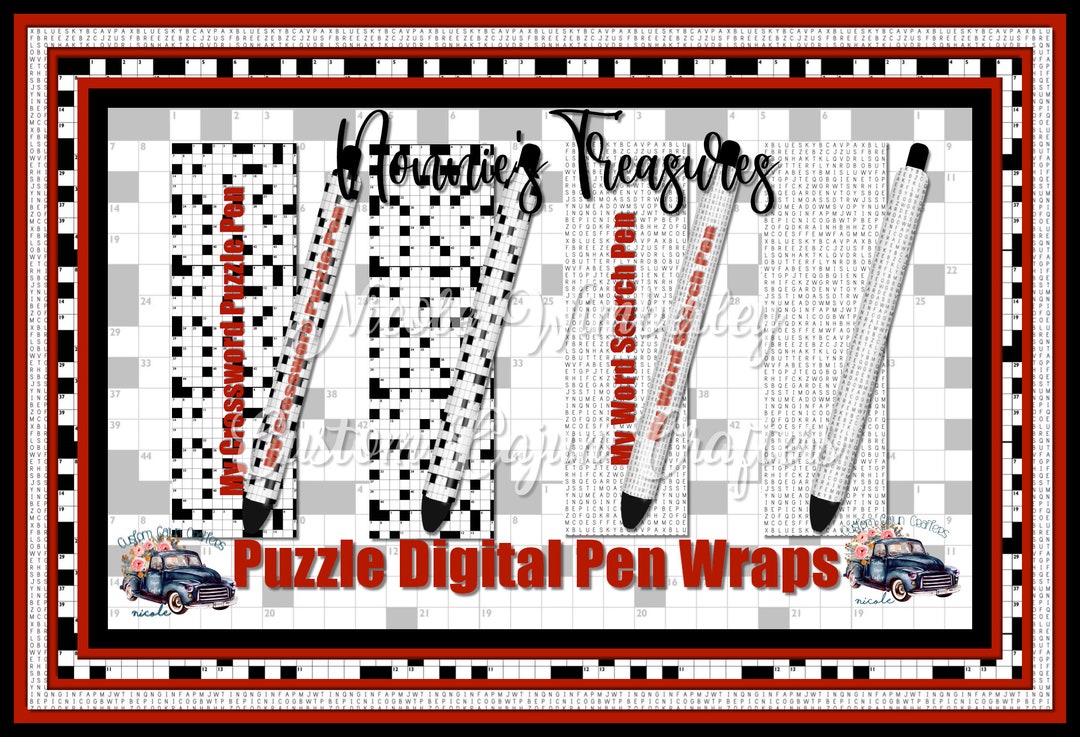 Puzzles- Crossword and Word Search Pen Wraps- Digital Download - Etsy