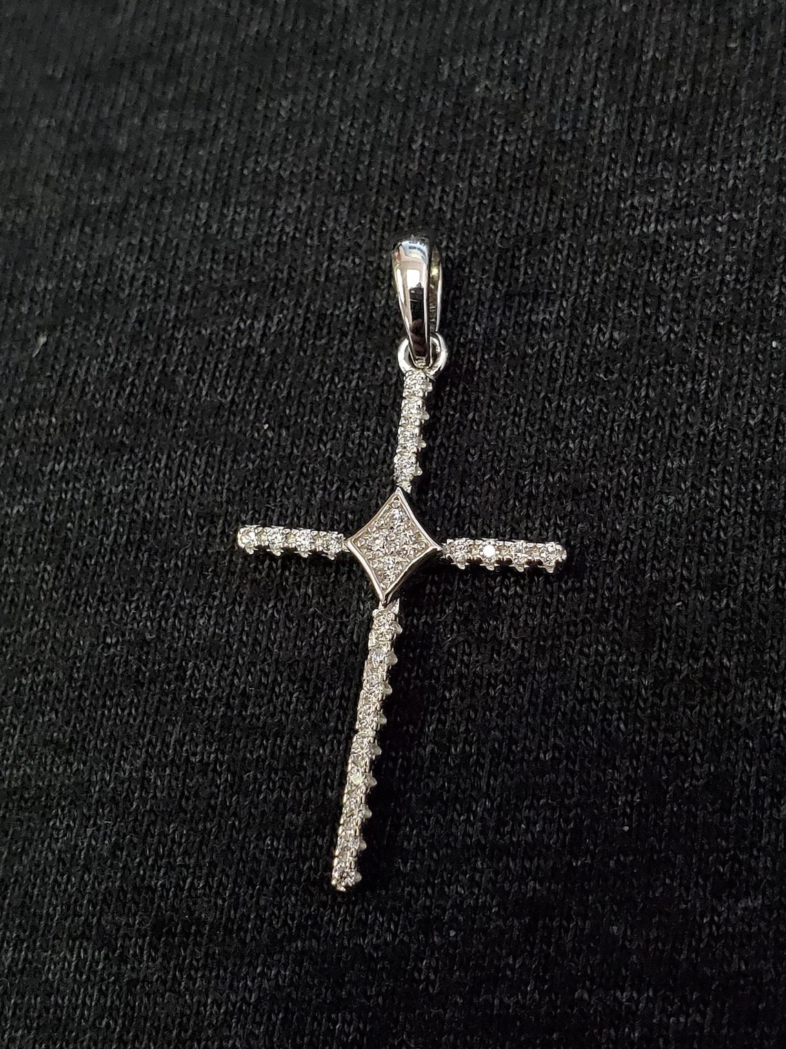 925 Sterling Silver CZ Cross Charm/pendant made in Italy - Etsy