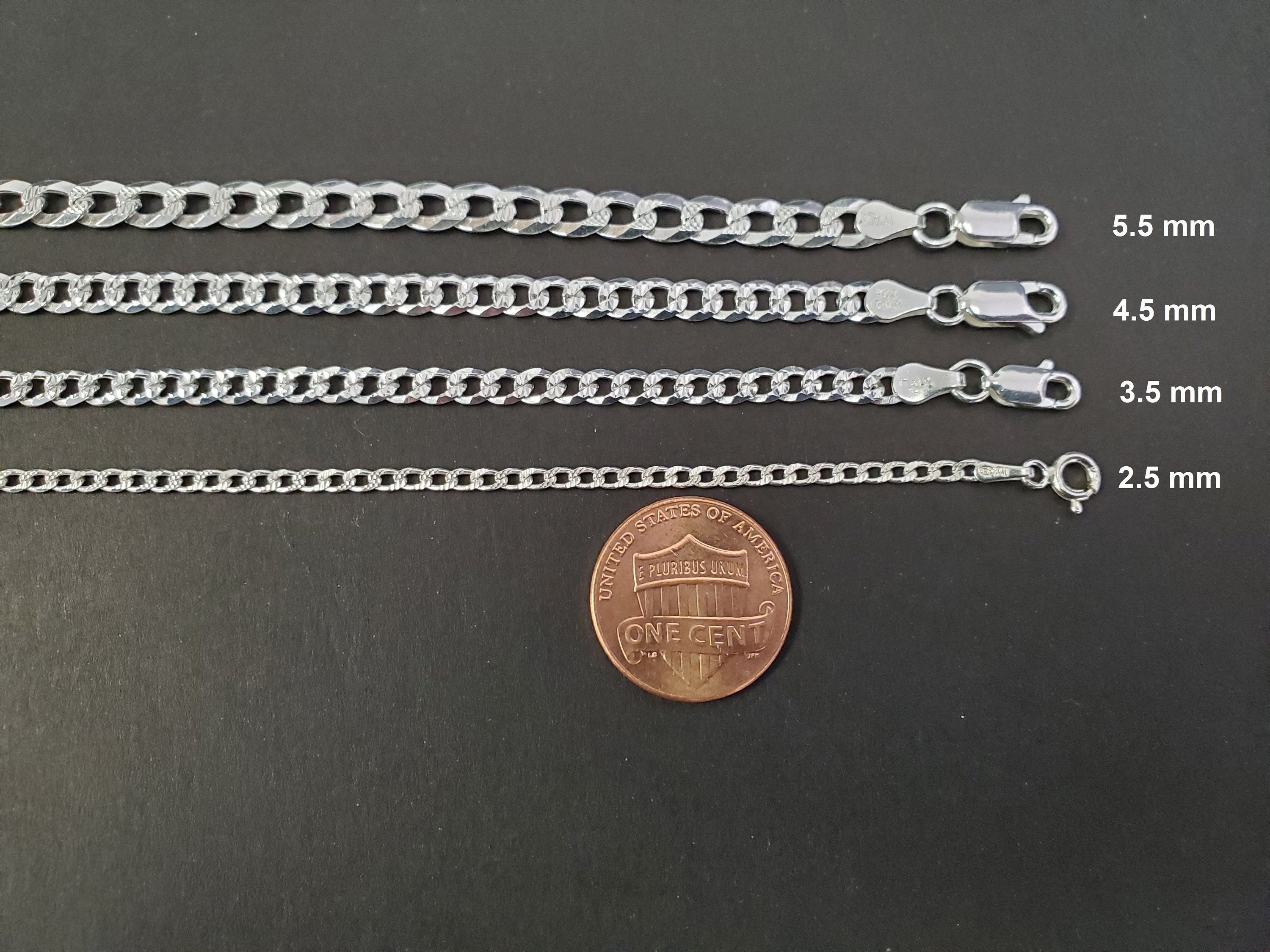 Solid 925 Sterling Silver Diamond Cut Cuban Chain Bracelet | Etsy