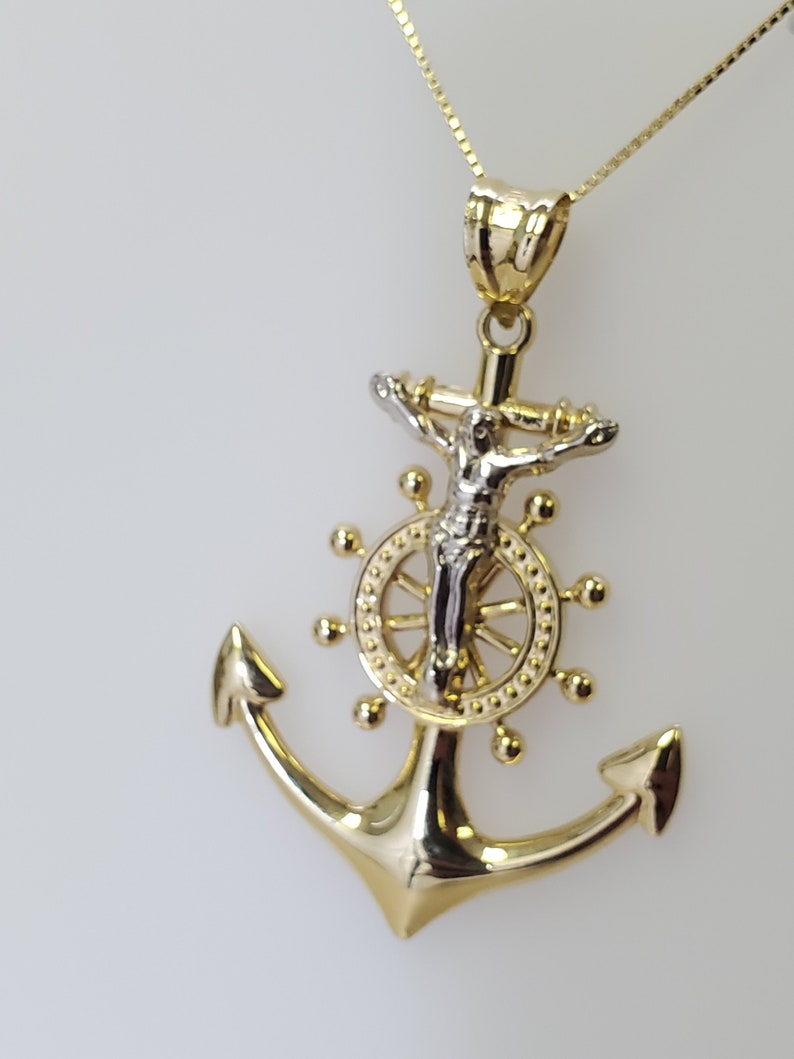 10K Solid Real Gold T.T Double Sided Anchor Pendant Charm With - Etsy