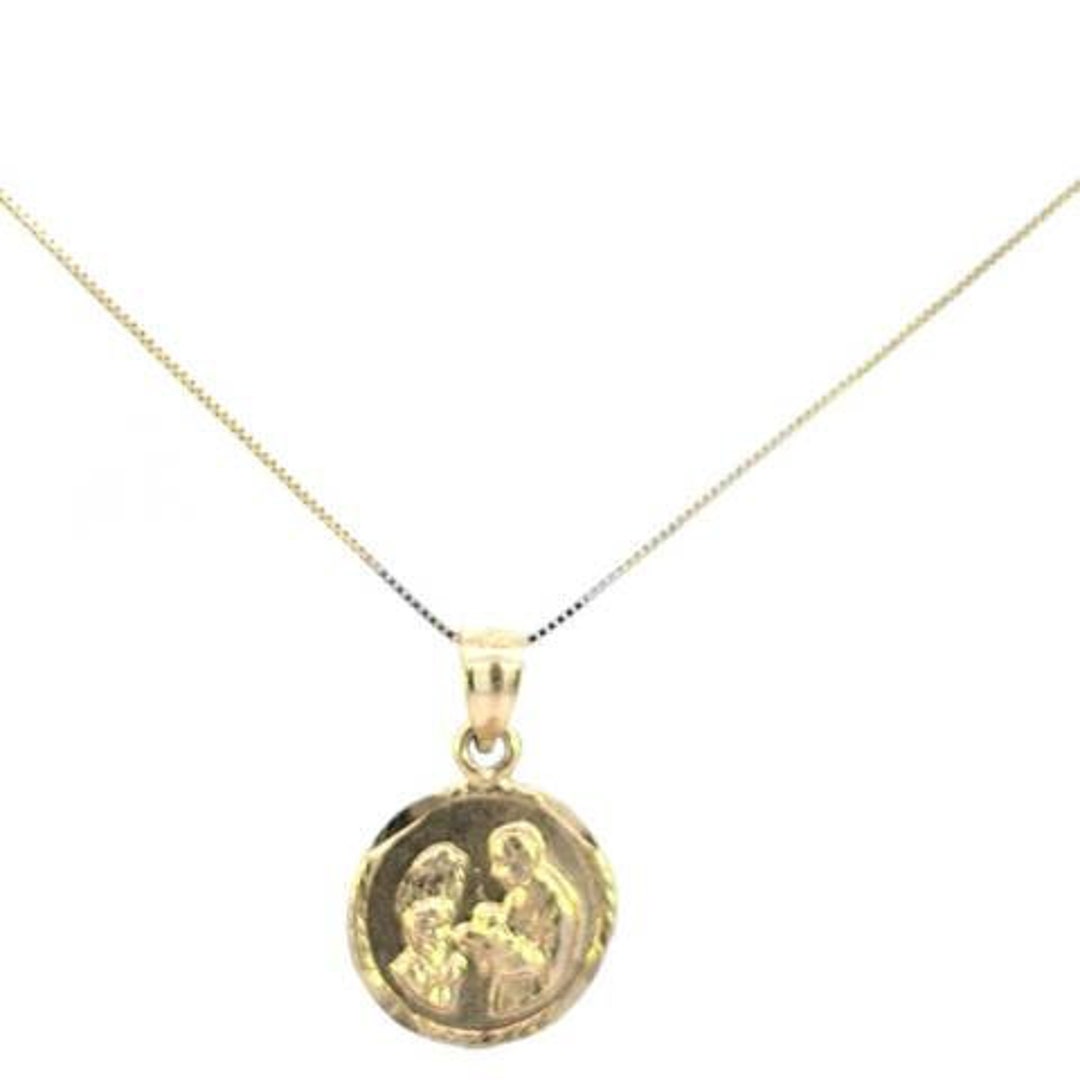 10K Real Gold First Communion Small Round Charm With Box Chain - Etsy