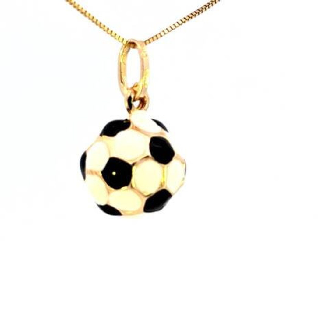 14K Solid Yellow Gold Football Pendant Charm With Box Chain - Etsy