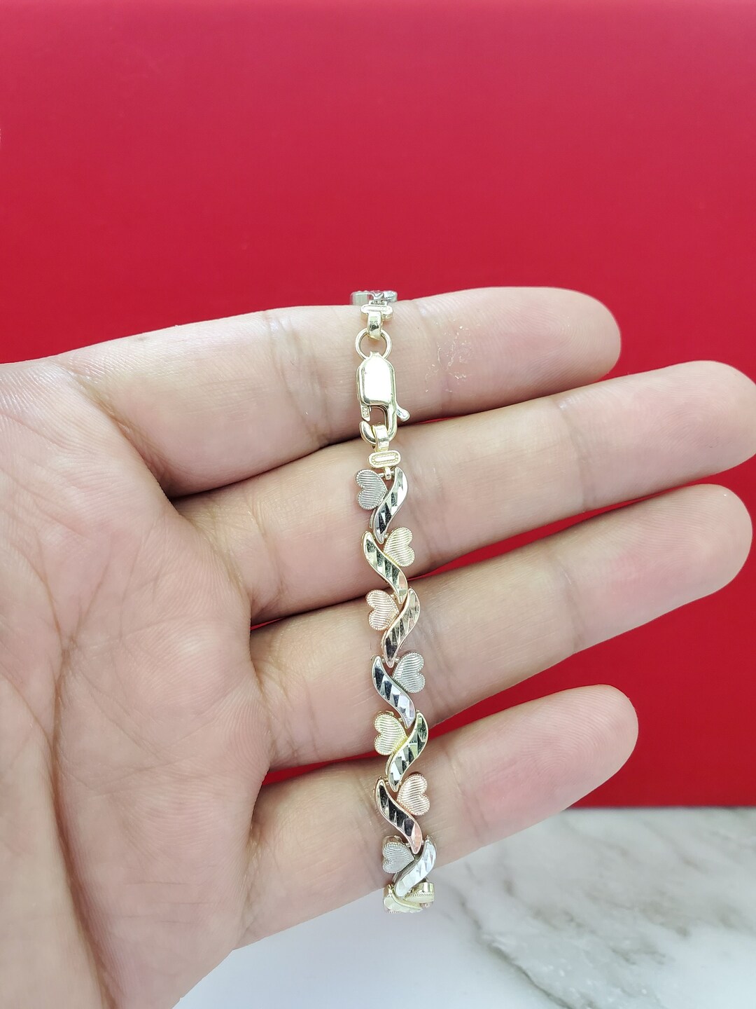 Real 10K Solid Tri Color Rose Yellow & White Gold Heart - Etsy Real 10K Solid Tri Color Rose Yellow & White Gold Heart - Etsy