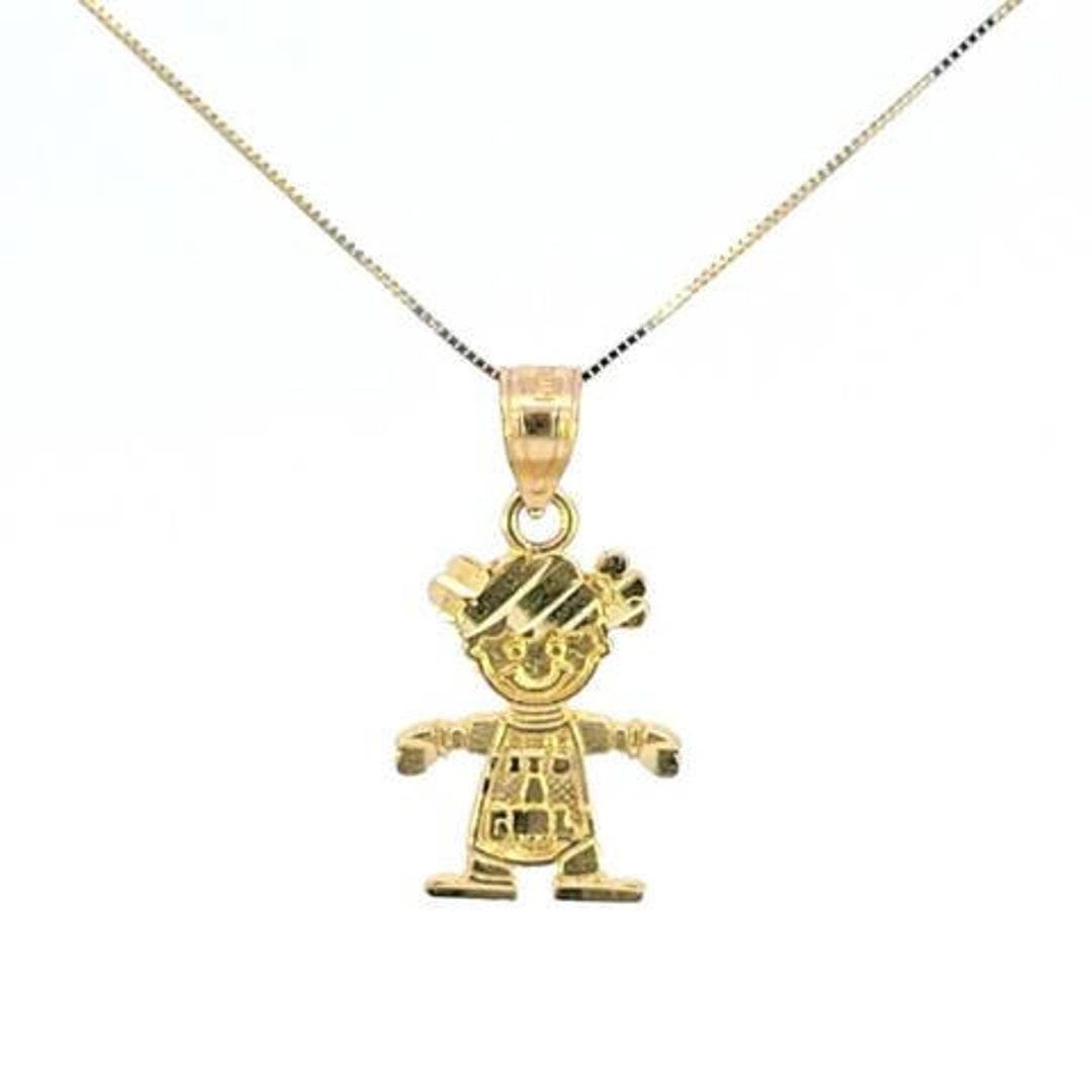 10K Real Gold little Girl Small Charm With Box Chain - Etsy