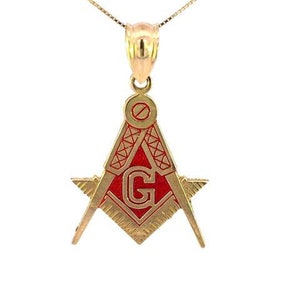 10K Real Gold Masonic Mason Red Charm With Box Chain - Etsy