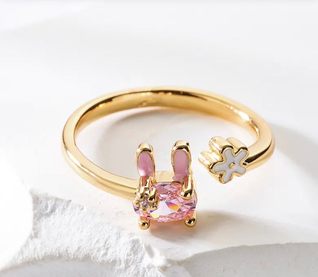 Bunny Ring 18k Gold Plated Bunny Ring Pink Bunny Ring - Etsy