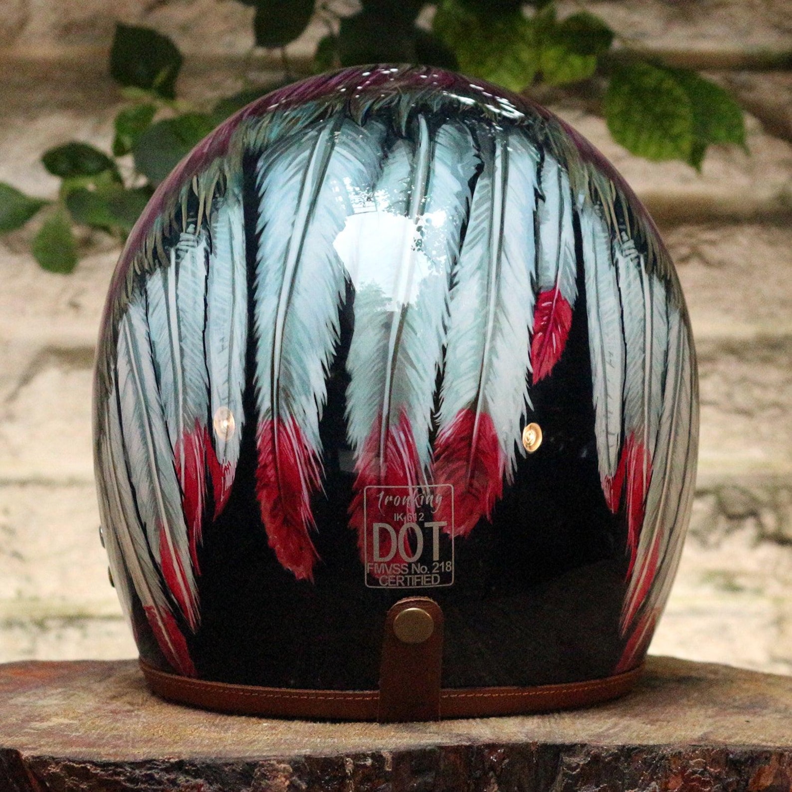 Custom Indian Feather Design 3/4 Motorcycle Helmet - Etsy