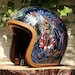 Custom Motorcycle Helmet Painted Retro 3/4 Helmet With Leather Trim ...