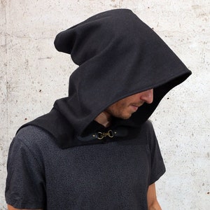 Elven Hooded Costume Cape Wool Elf Cosplay Ears Capelet Medieval Hood ...