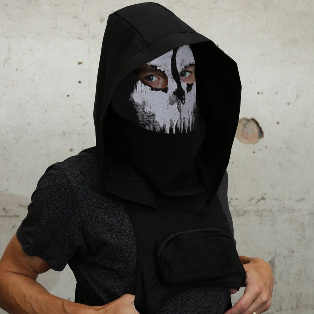 Black Tactical Hood and Ghosts Mask Utility Skull Skeleton - Etsy Canada