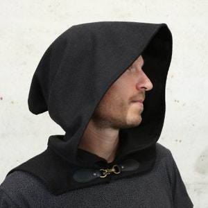 Elven Hooded Costume Cape Wool Elf Cosplay Ears Capelet Medieval Hood ...