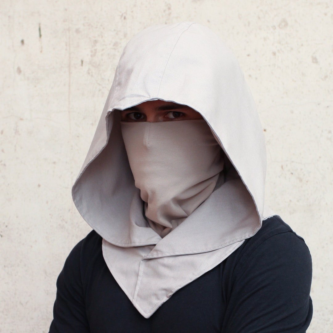 Sand Linen Assassin Ninja Mask Hood Casual Cowl Hoodie Costume Sentinel ...