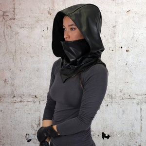 Devil Hood Red Mask Cowl Faux Leather Hoodie Hand Ninja Assassin King Dare Costume Cosplay Gift ...