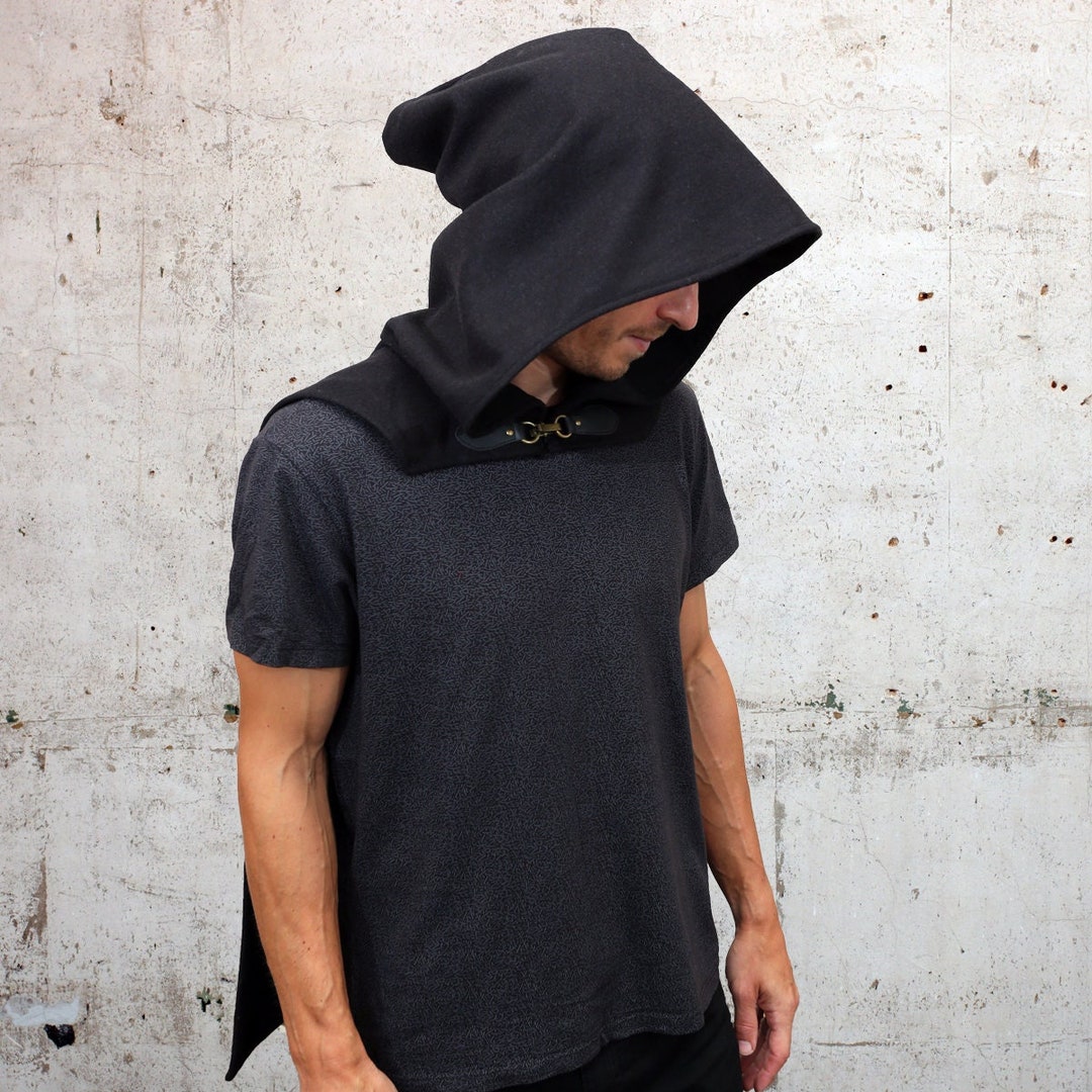 Elven Hooded Costume Cape Wool Elf Cosplay Ears Capelet Medieval Hood ...