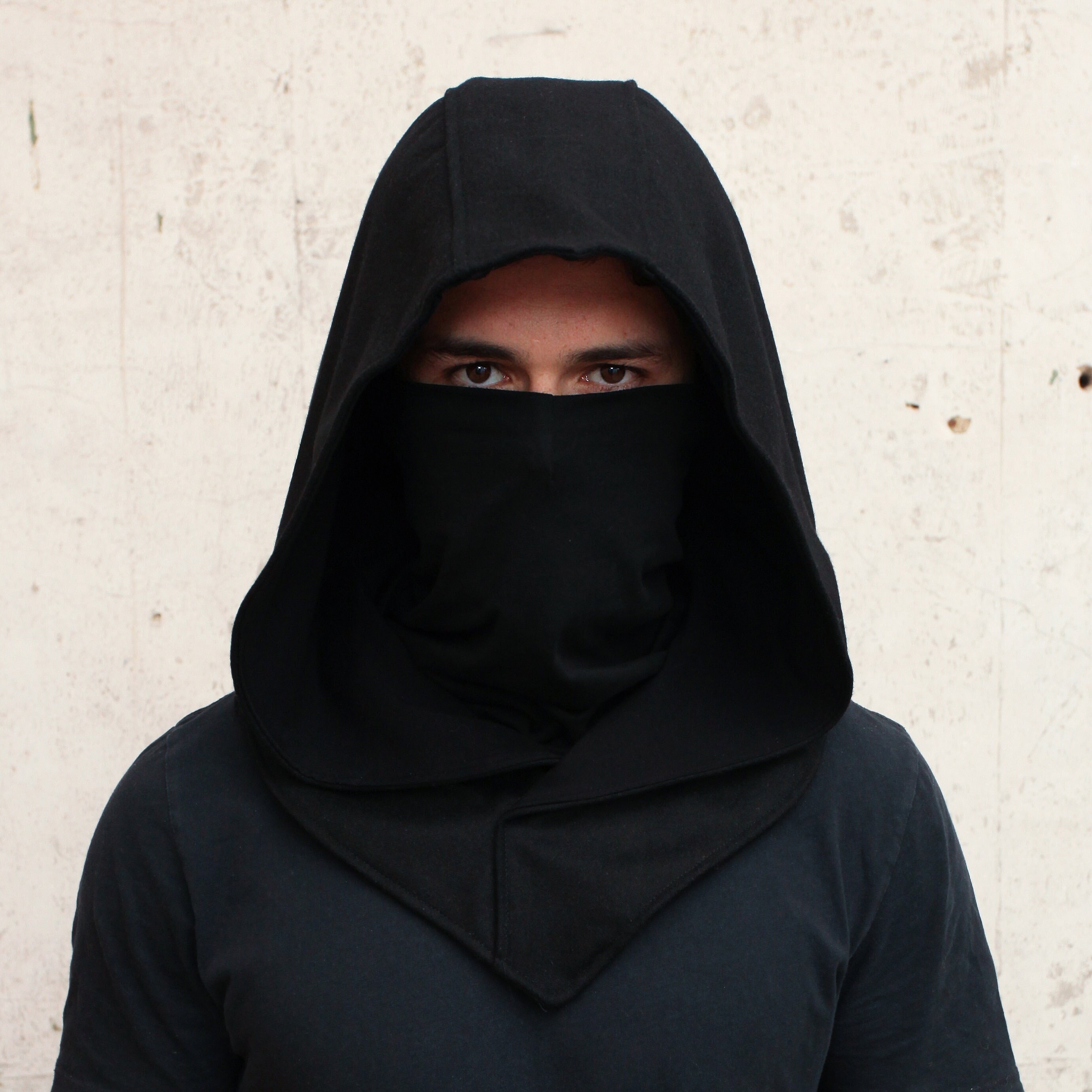 Brown Wool Assassin Ninja Mask Hood Casual Cowl Hoodie Costume - Etsy